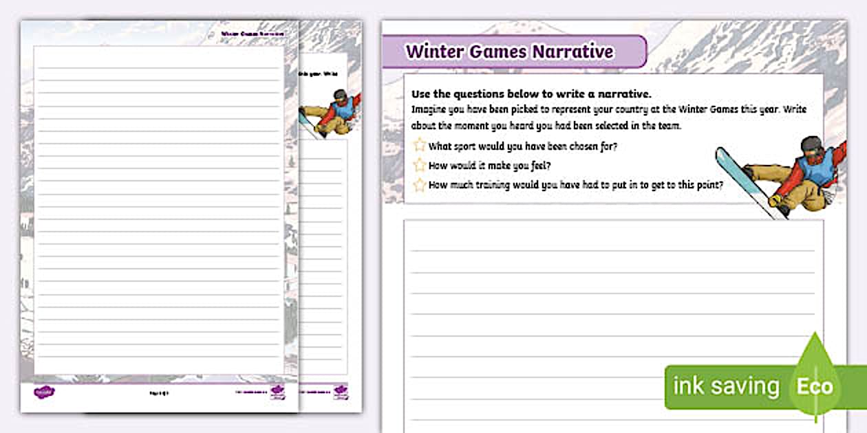 Winter Games Narrative Writing Task (Teacher-Made) - Twinkl