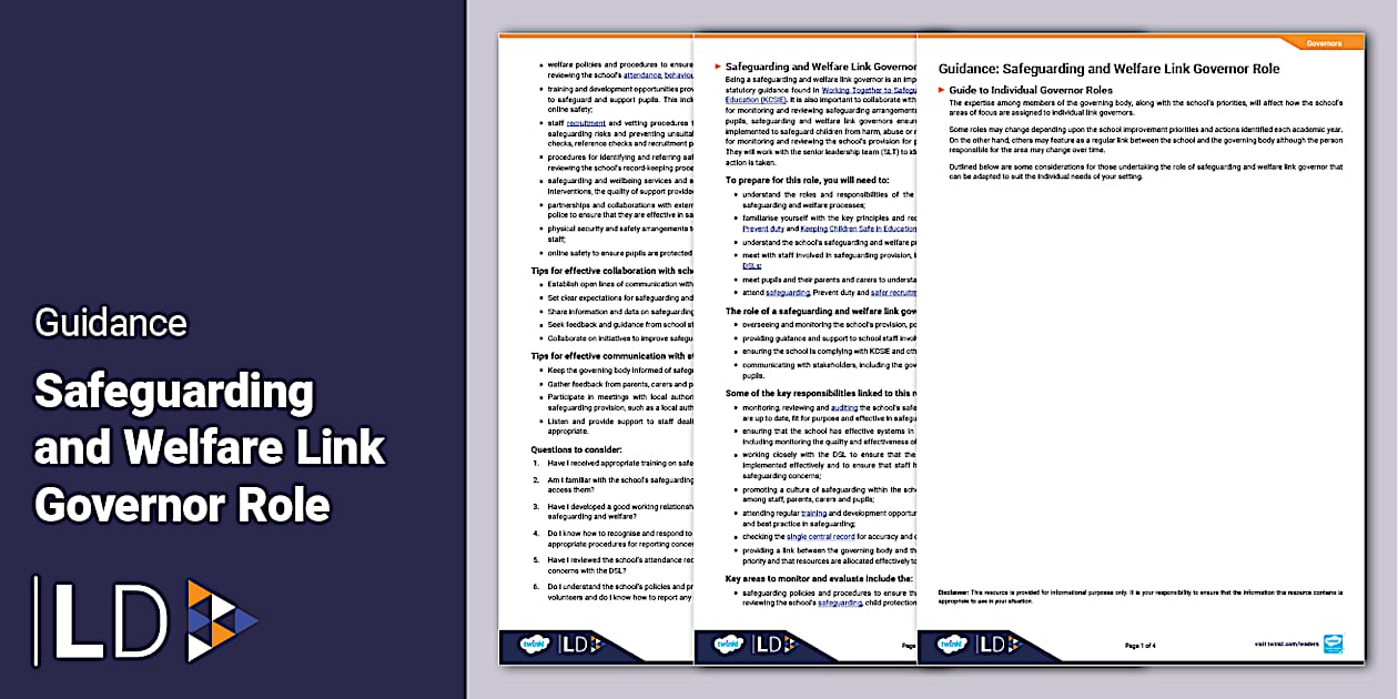 Safeguarding and Welfare Link Governor Role Guidance - SLT