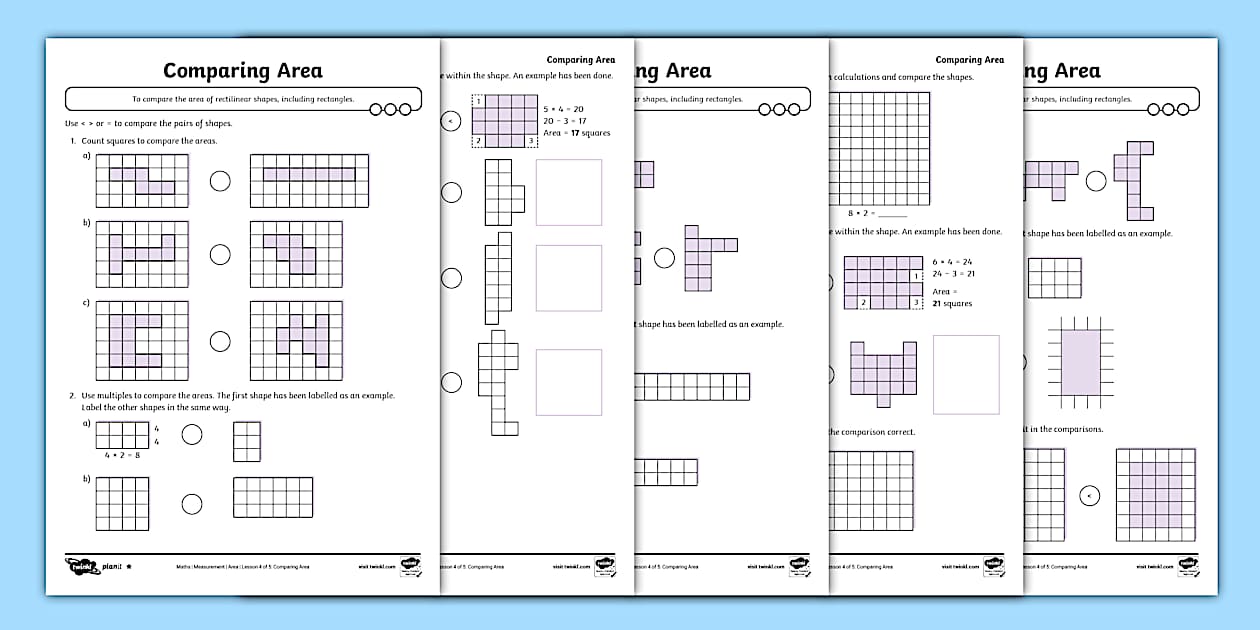 👉 Comparing Area Differentiated Maths Activity Sheets