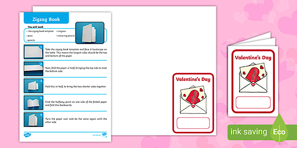 KS1 Valentine's Day Zigzag Booklet Pack | Twinkl Crafts