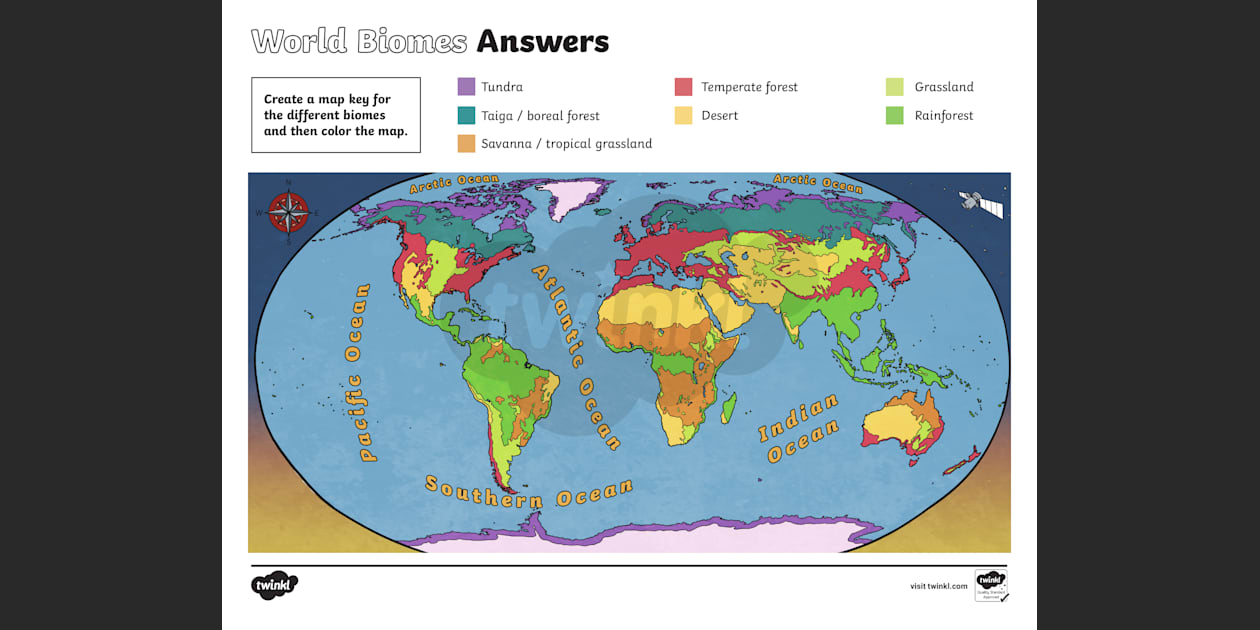 Biome Map Coloring Worksheet Answer Key Kids World Biomes Biomes