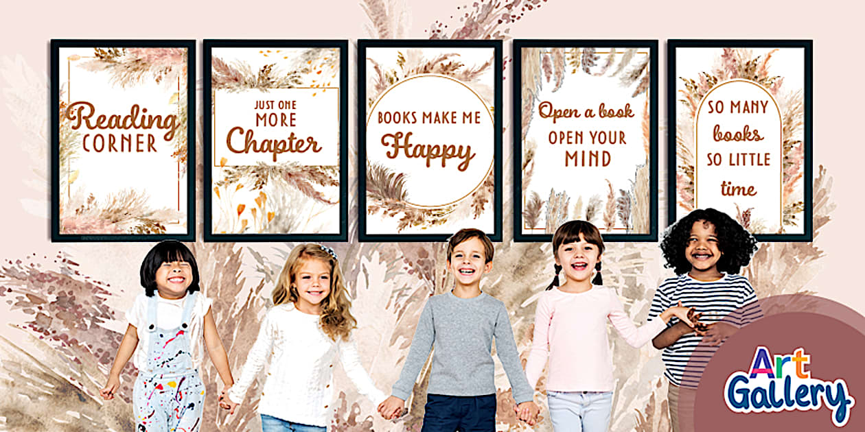 Boho Neutral Reading Corner Posters Pack (teacher made)