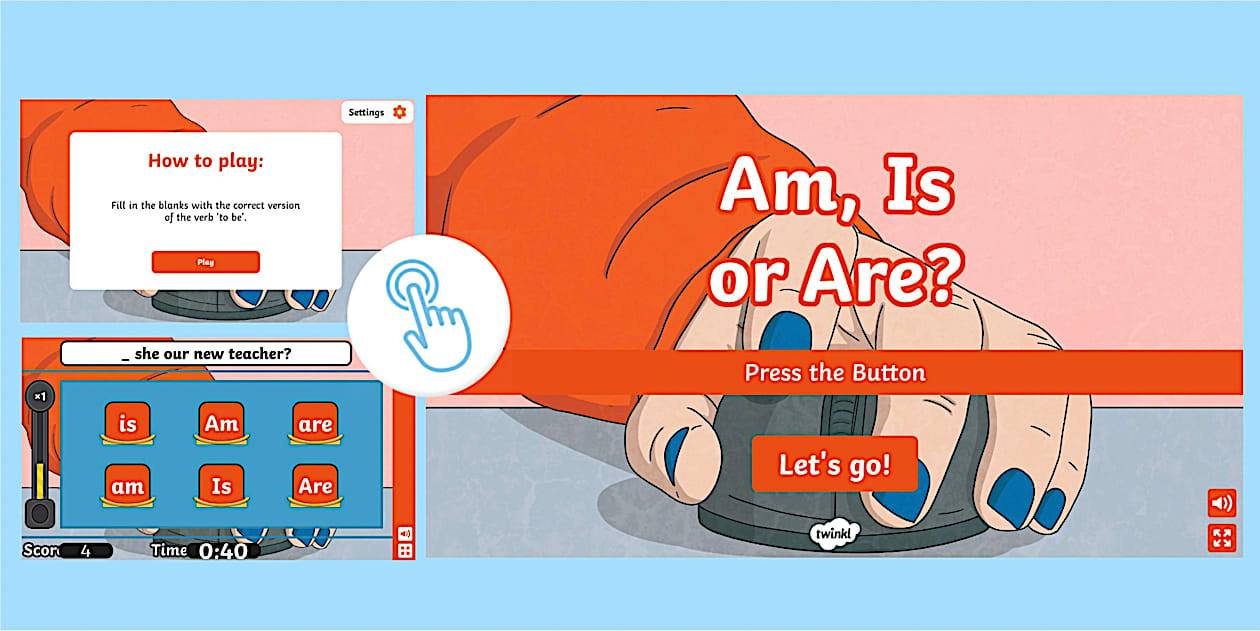 Am, Is or Are? Press the Button ESL Game [Teens, A1]