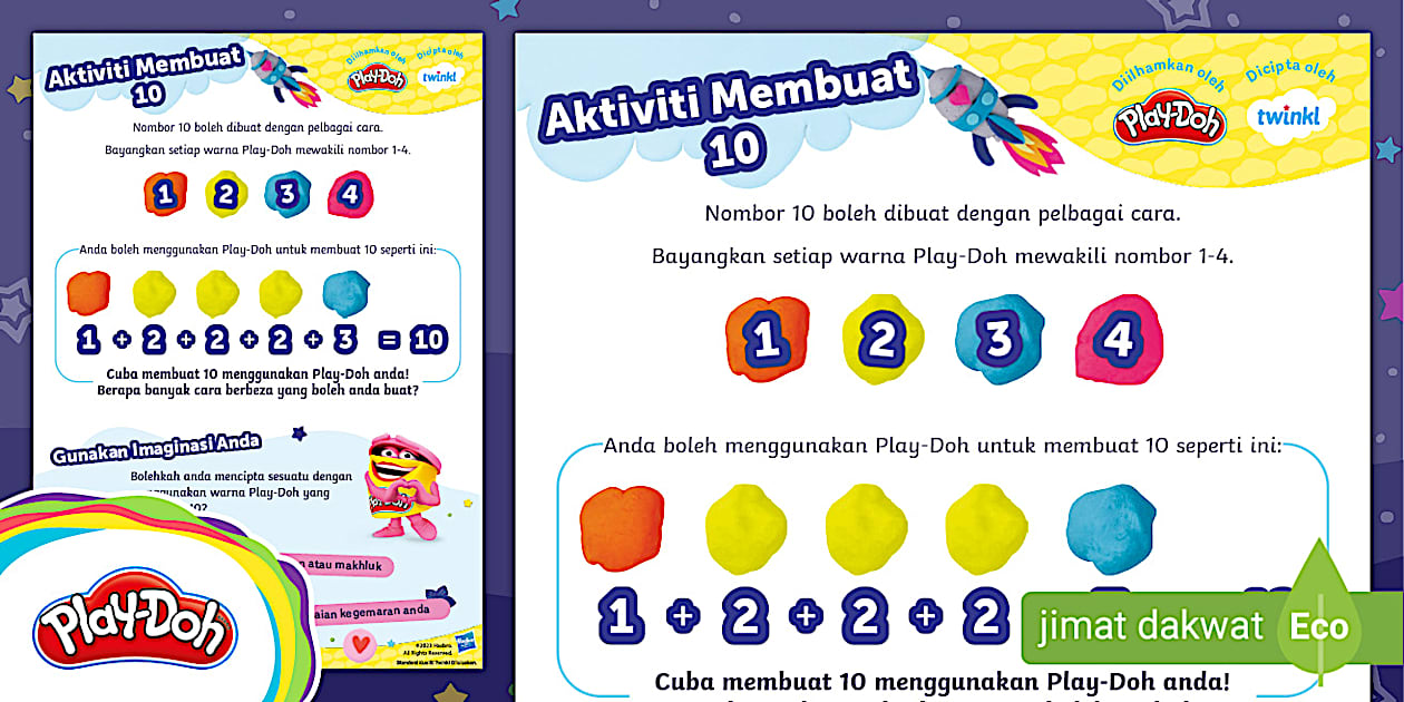 FREE! - Matematik Pra Sekolah 6 tahun: Aktiviti Kreatif Play-Doh