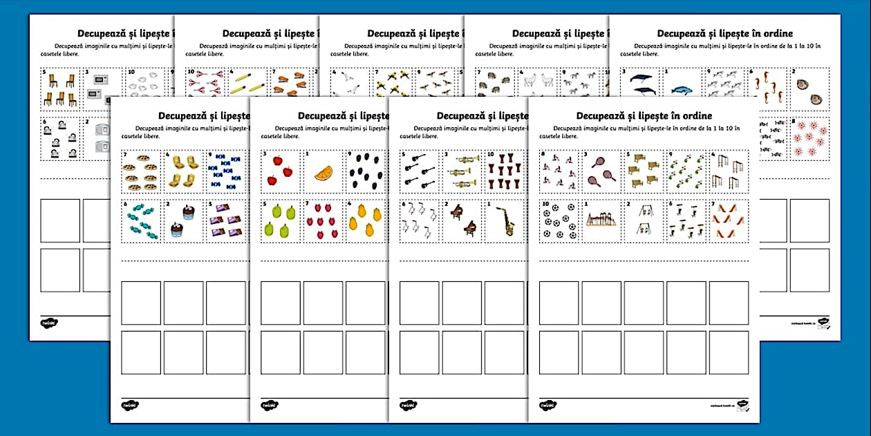 Decupează și ordonează de la 1 la 10 – Fișe de activitate