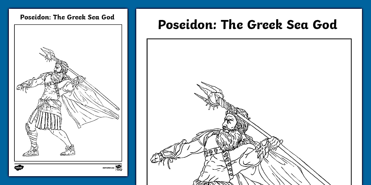 Poseidon: The Greek Sea God Colouring Page (teacher made)