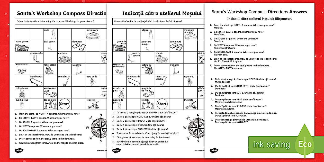 Christmas Compass Activity English/Romanian (teacher made)