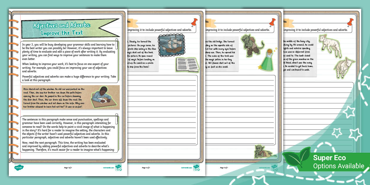 Adjectives and Adverbs: Improve the Text (Ages 7 - 8)