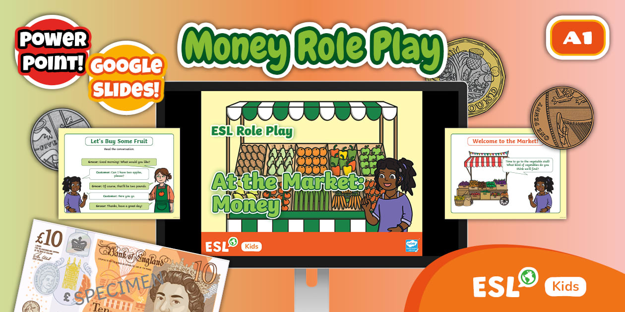 ESL Role Play Lesson {At the Market: Money}