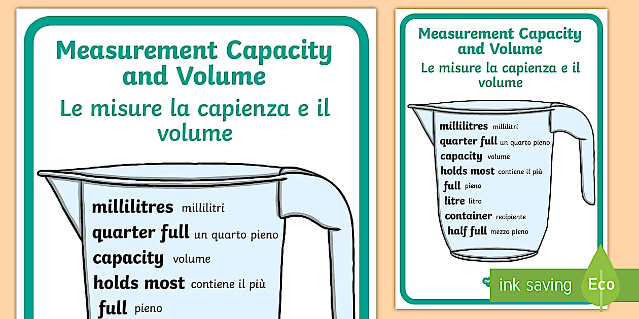 Measurement, Capacity and Volume Poster English/Italian - Key Stage 1