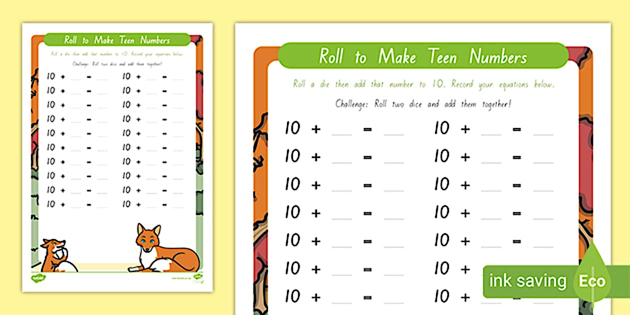 Stage 4 Roll to Make Teen Numbers (teacher made) - Twinkl
