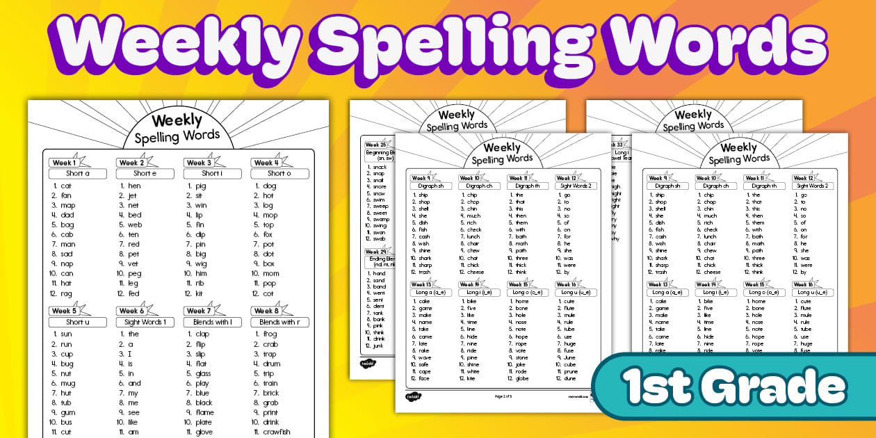 First Grade Weekly Spelling Word Lists