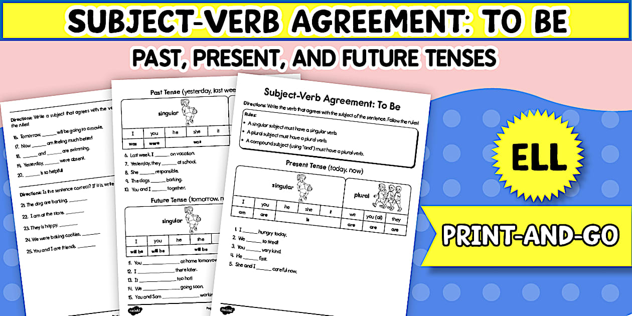 Subject-Verb Agreement for ELL: To Be (teacher made)