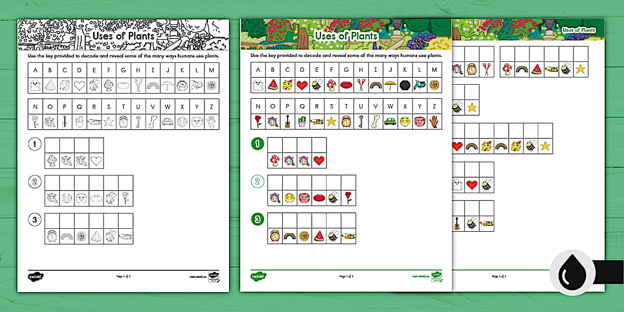 Plant Uses Emoticon Code Breaker Activity