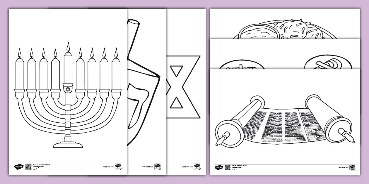 Hanukkah Colouring Sheets (teacher made) - Twinkl