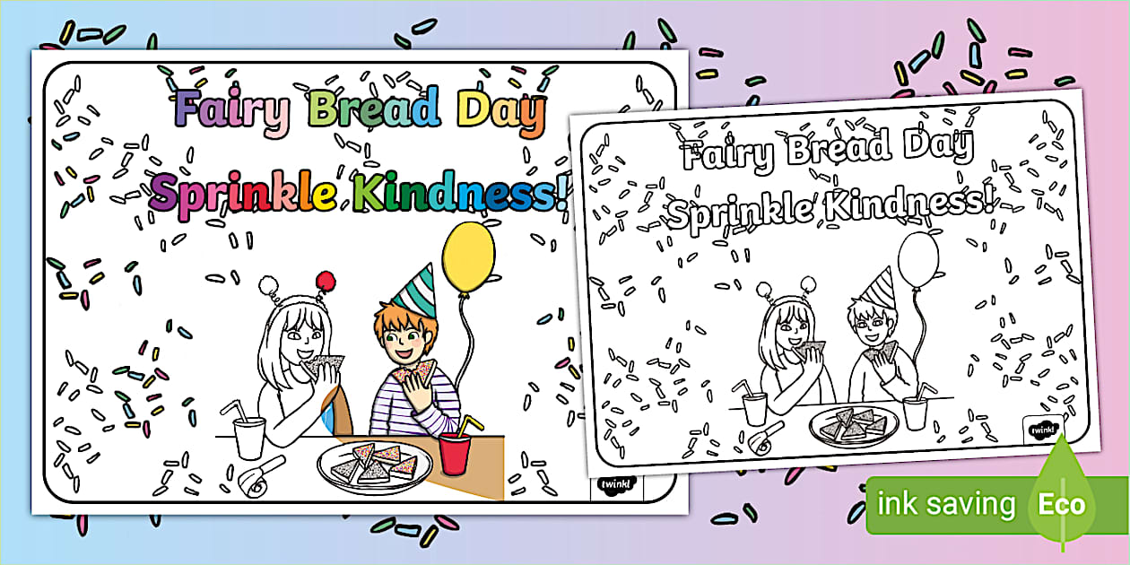 Fairy Bread Day Colouring Sheet (teacher made) - Twinkl