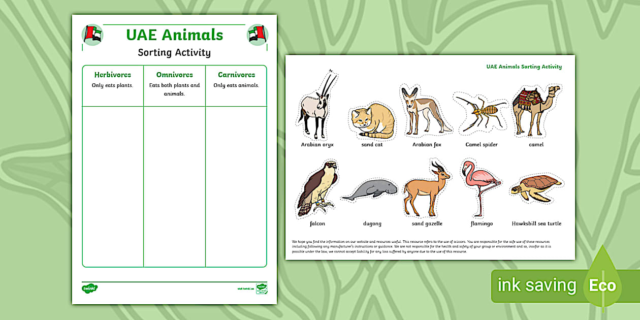 UAE Animals Sorting Activity (teacher made) - Twinkl