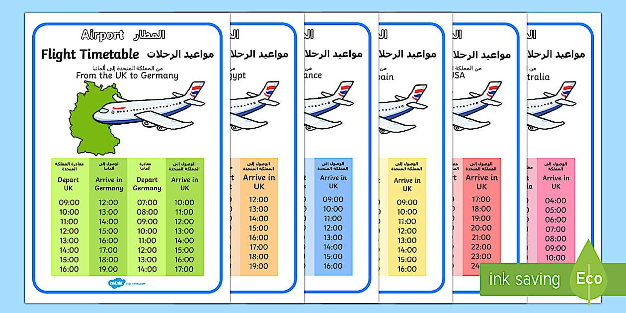 Airport International Flight Timetable Arabic/English - Airport ...