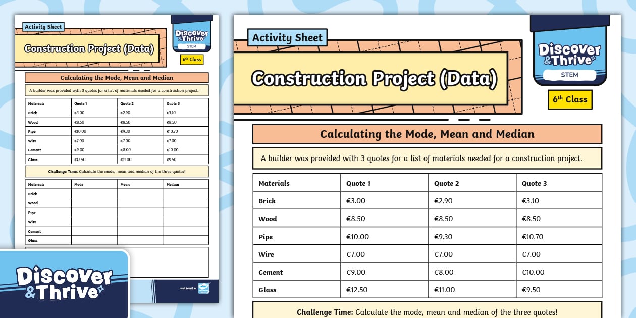 Construction Project - Data Activity Sheet