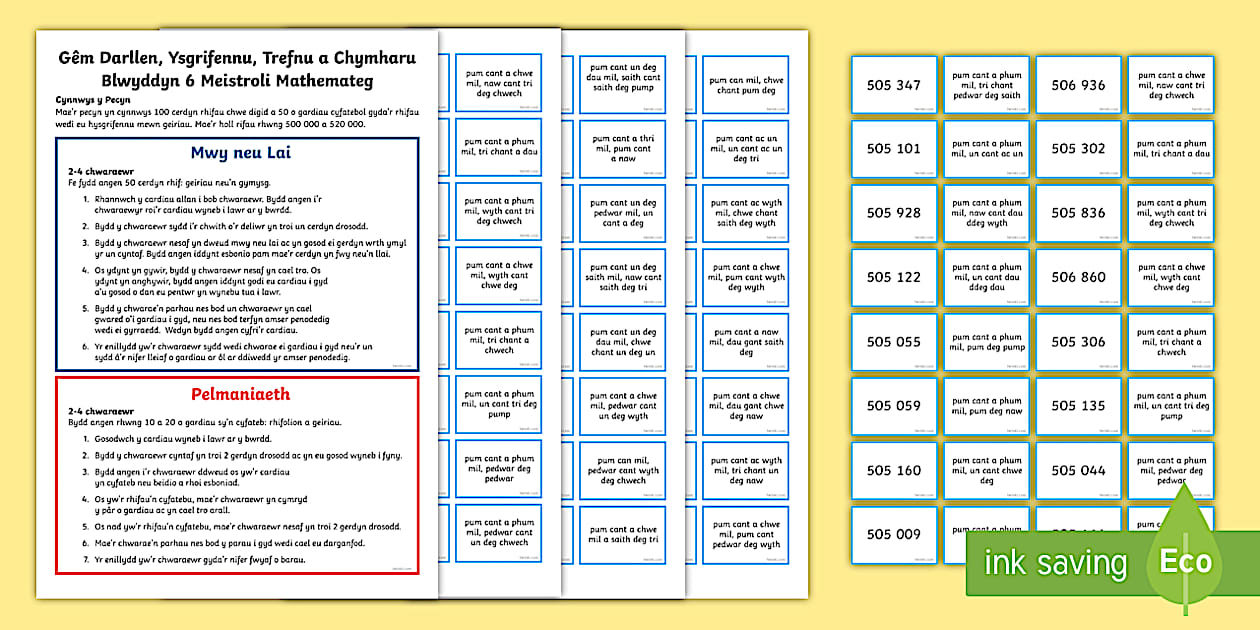 Gêm Darllen, Ysgrifennu, Trefnu a Chymharu Blwyddyn 6 Meistroli Mathemateg