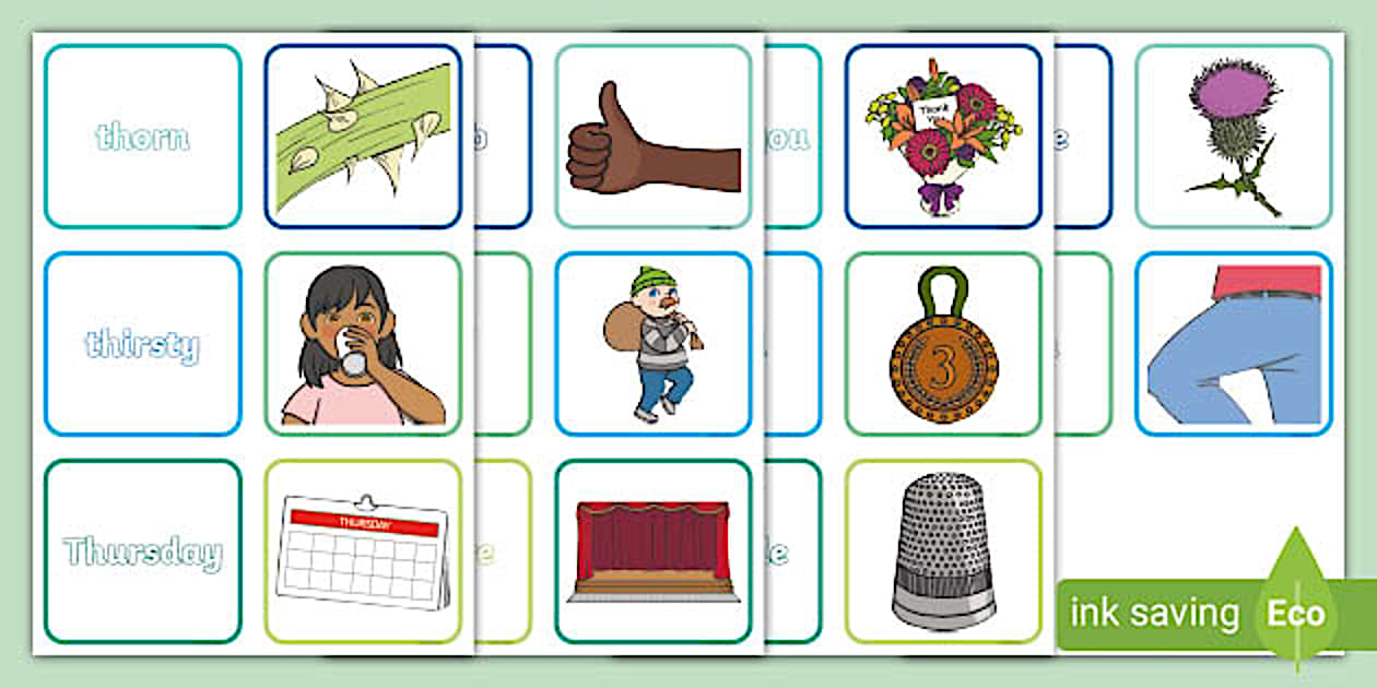 'th' Sound, Word and Picture Matching Cards (Teacher-Made)