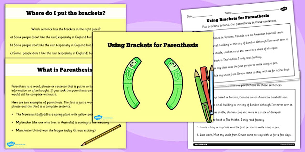 Using Brackets for Parenthesis Lesson Teaching Pack — KS2