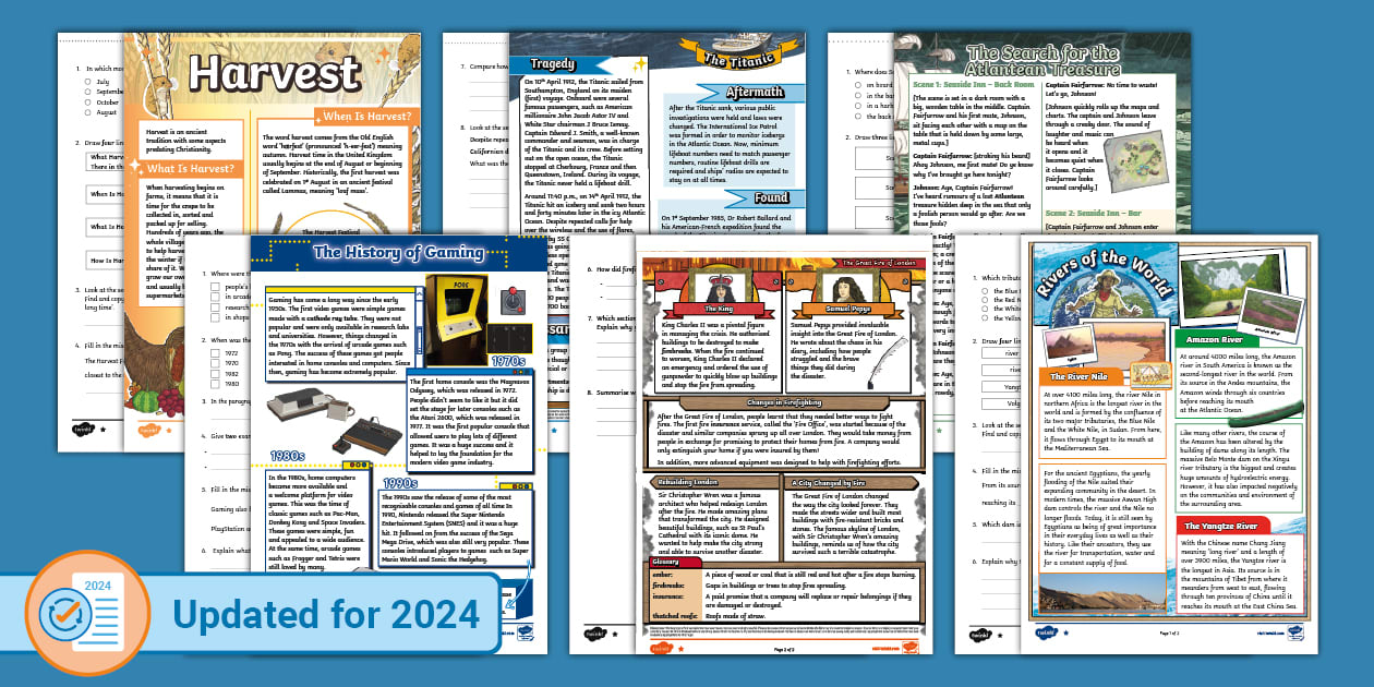 UKS2 September Differentiated Reading Comprehension Pack
