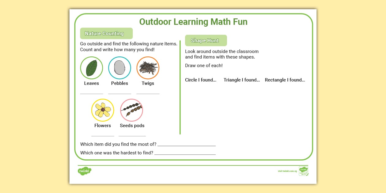 * NEW * Outdoor Learning Math Fun for Kindergarten - Twinkl