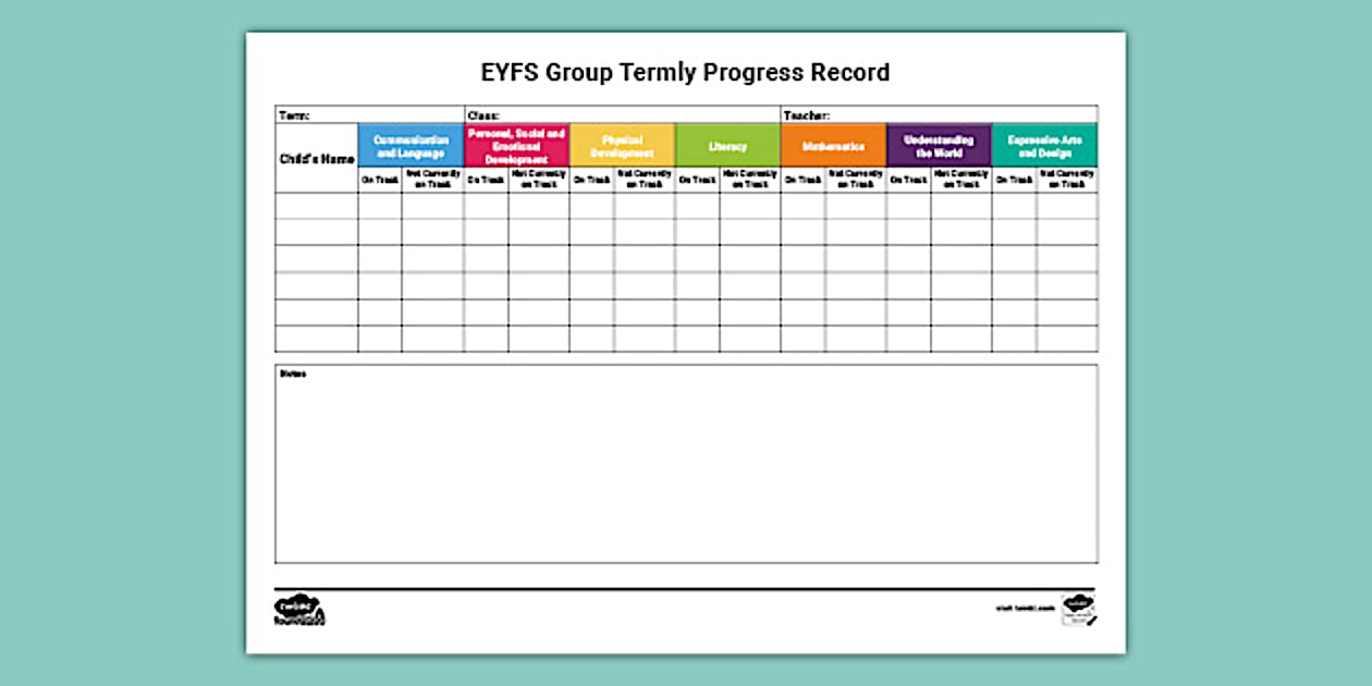 EYFS Group Termly Progress Record (New EYFS 2021) - Twinkl