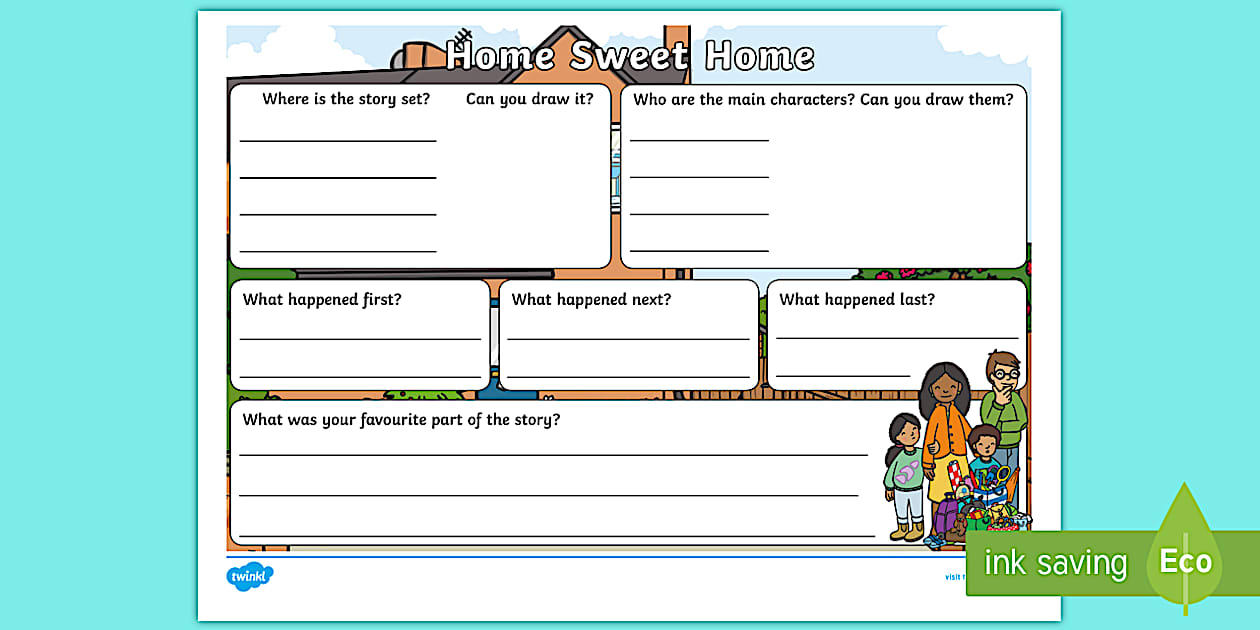 Black and White Home Sweet Home Book Review (teacher made)