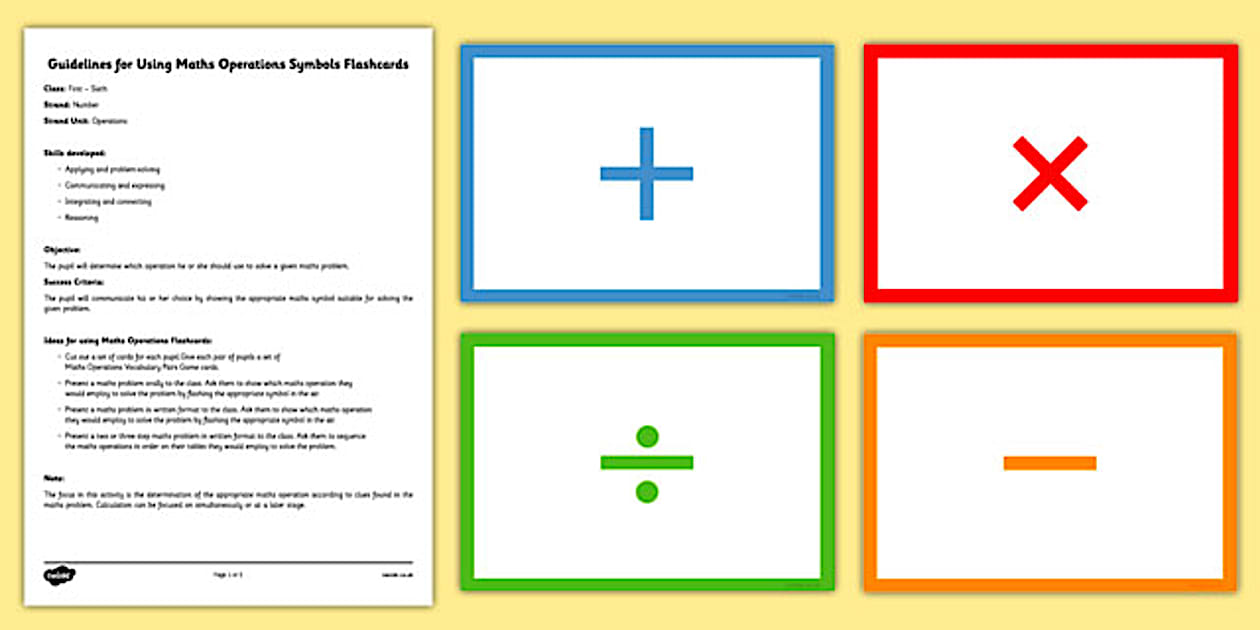 Maths Operations Symbols Flashcards (teacher made) - Twinkl
