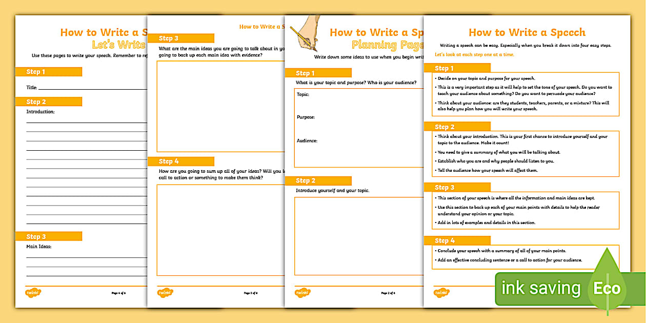 Speech Writing Guide PDF Template | Primary Resource