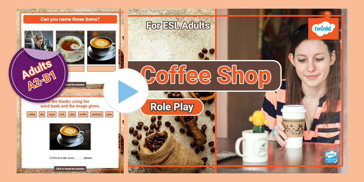 ESL Coffee Shop Role Play [Adults, A2-B1] - Twinkl
