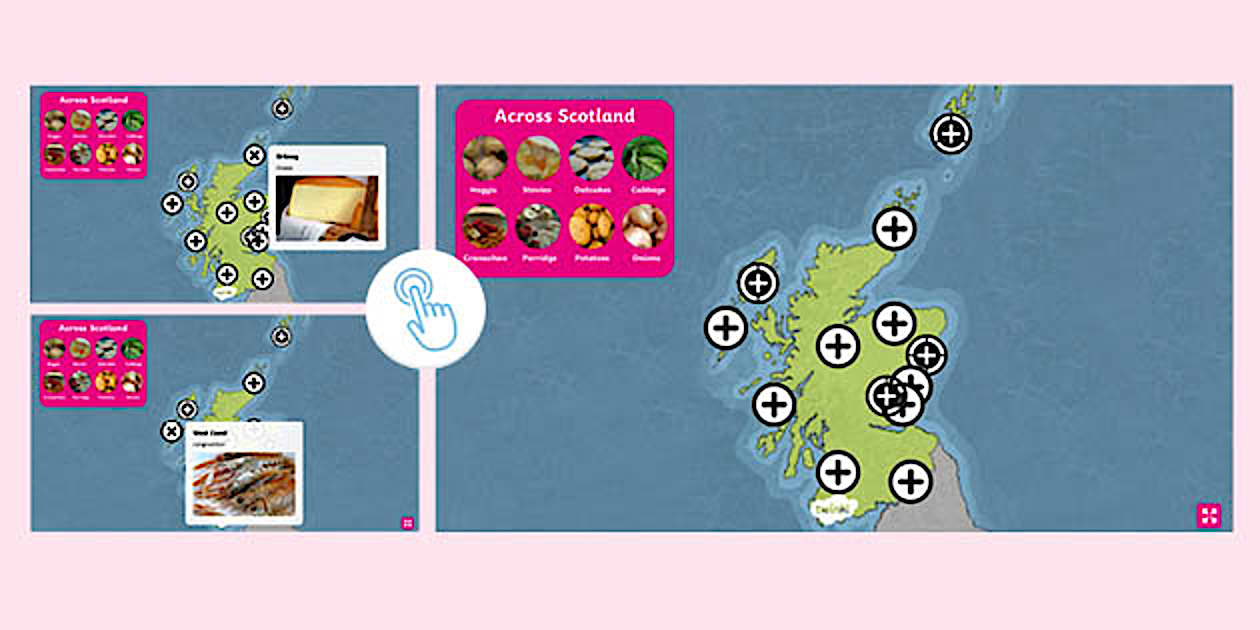 Scottish Food Map Interactive Hotspots - Teaching Resource