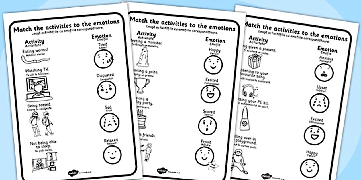 Emotions Activity Worksheets Romanian Translation - romanian