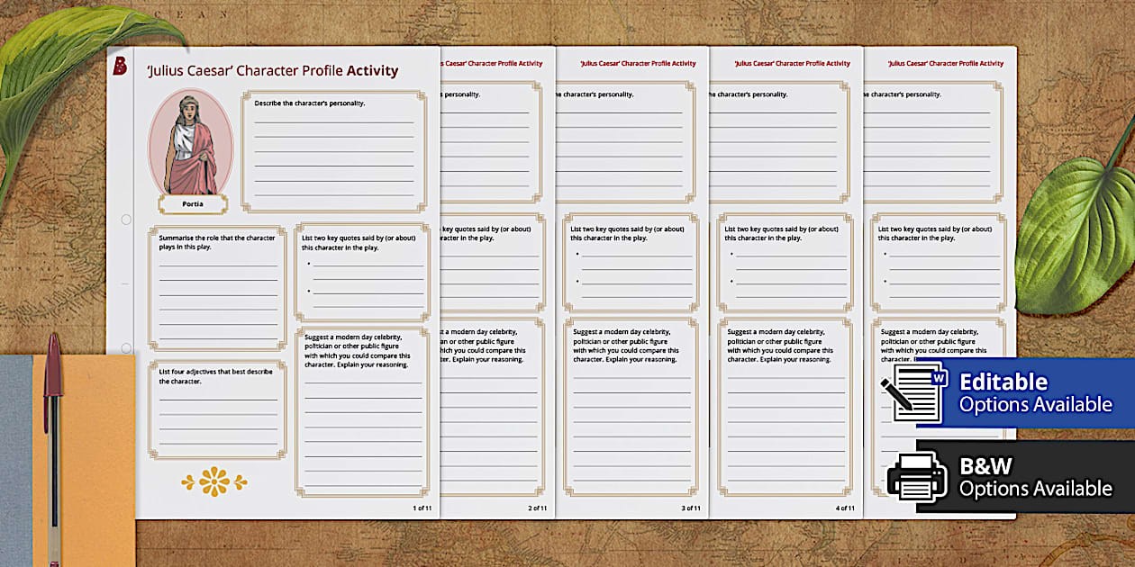 'Julius Caesar' Character Profile Activity (teacher made)