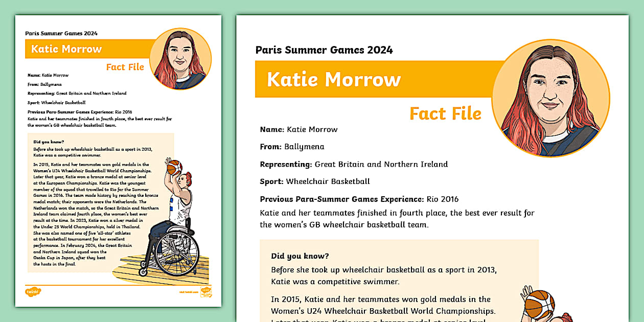 Paris Summer Para-Games 2024 Katie Morrow KS2 Fact File
