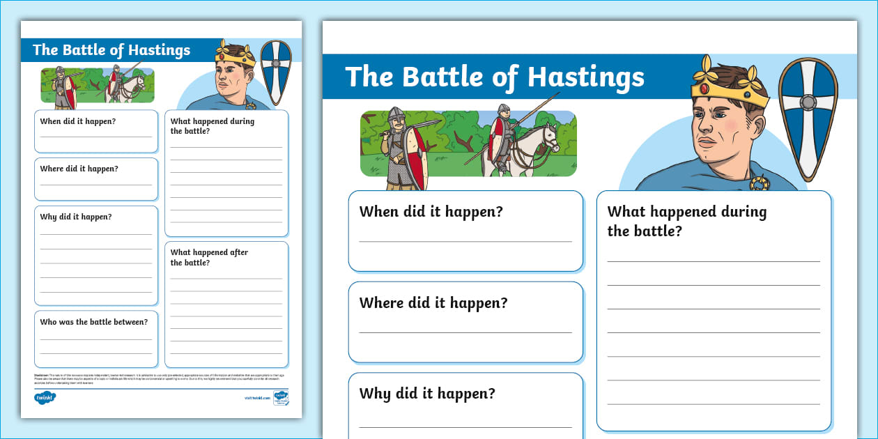 KS1 The Battle of Hastings Fact File Template (Teacher-Made)
