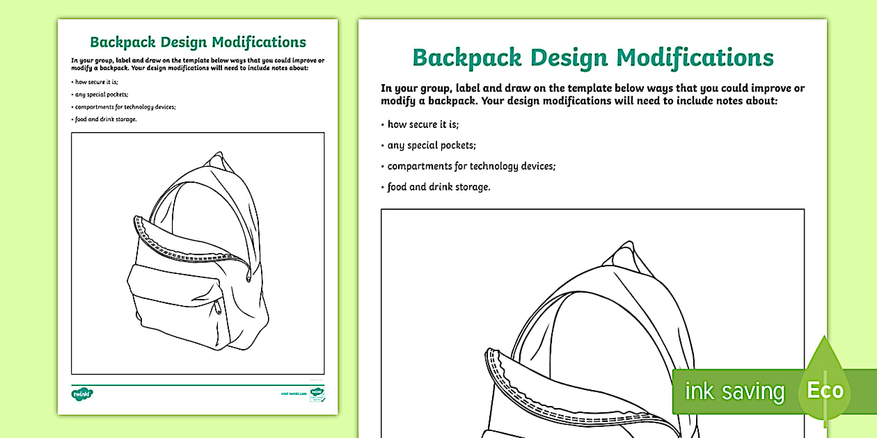 Backpack Design Modifications Group Activity (teacher made)