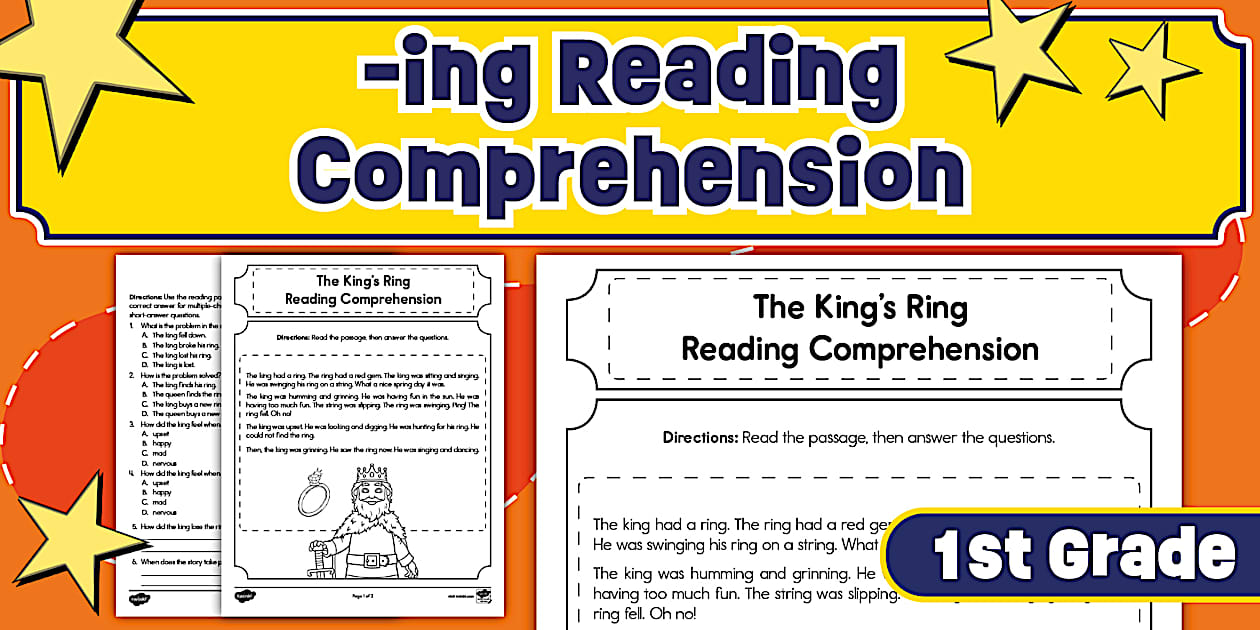 First Grade -ing Reading Comprehension Worksheet