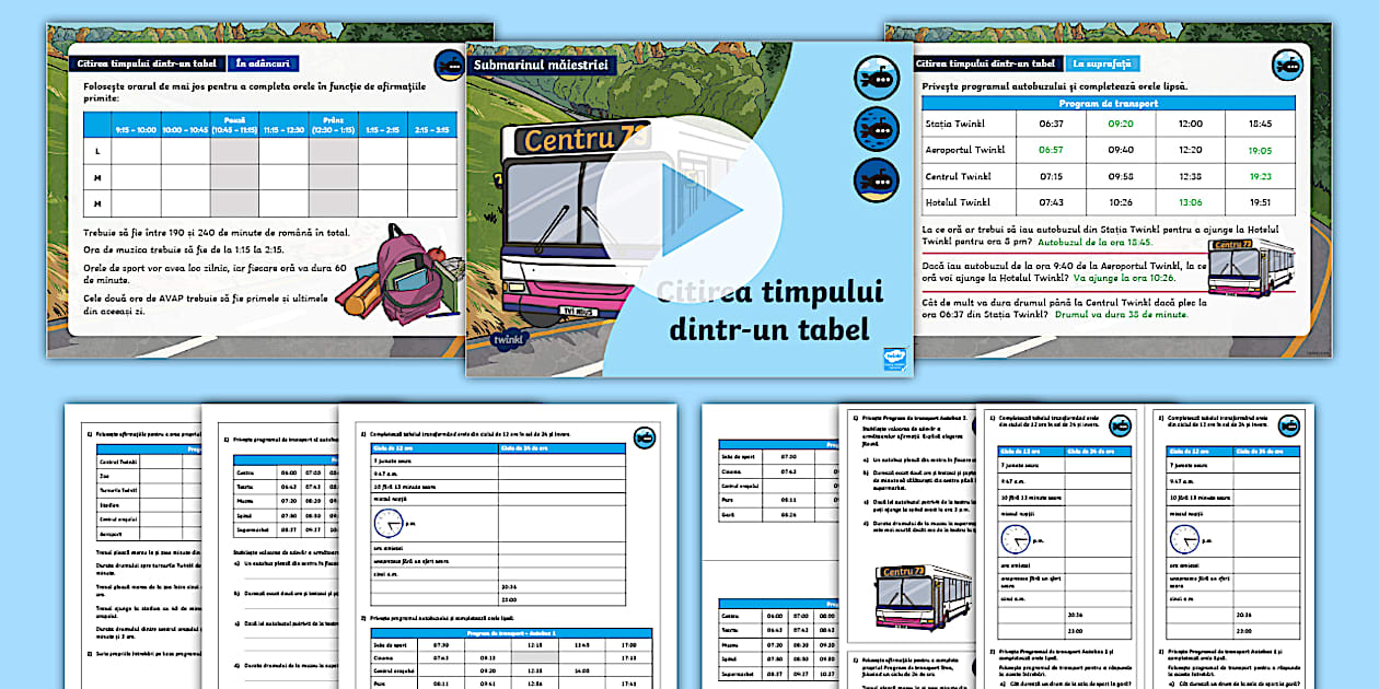 Submarinul măiestriei – Citirea timpului dintr-un tabel