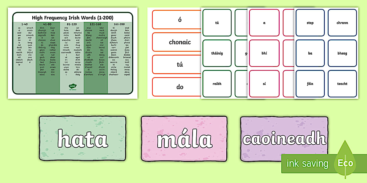 High Frequency Irish Words Word Wall Resource Pack Gaeilge