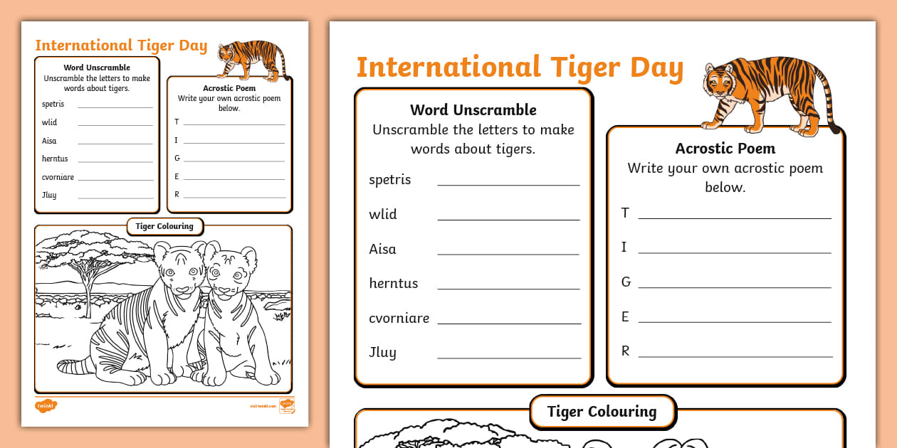 KS1 International Tiger Day Boredom Buster (Teacher-Made)