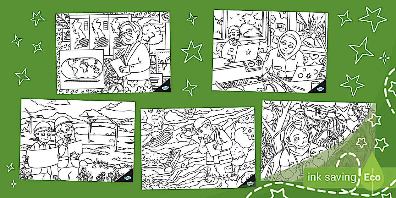 Different Jobs: Eco Careers Colouring Pages (Ages 5 - 7)