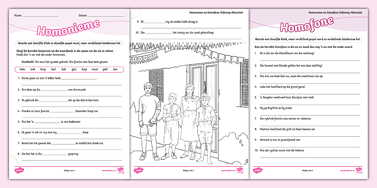 Homonieme en Homofone Oefeninge (teacher made) - Twinkl