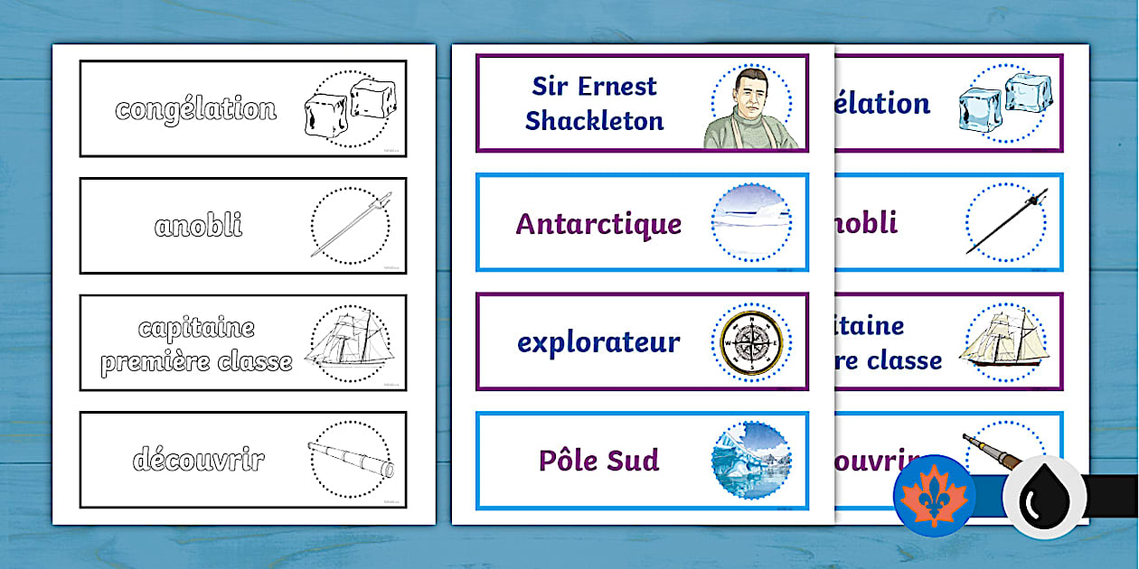 Ernest Shackleton Word Cards French (Teacher-Made) - Twinkl