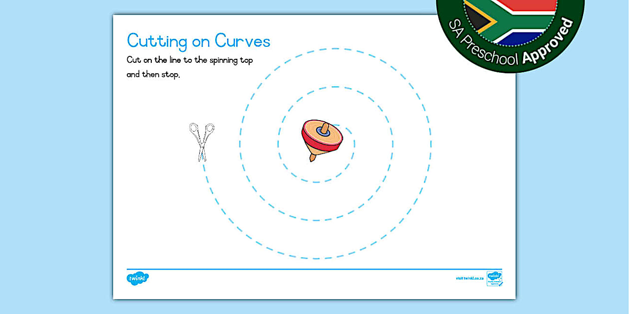 Preschool Cutting on Curves - Spiral (teacher made) - Twinkl
