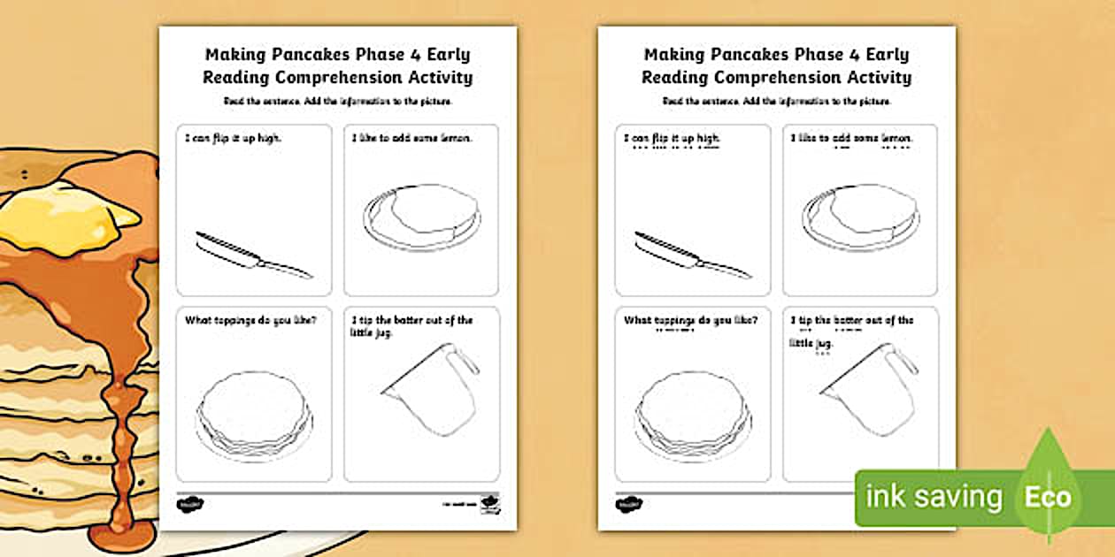 Making Pancakes Phase 4 Early Reading Comprehension Activity