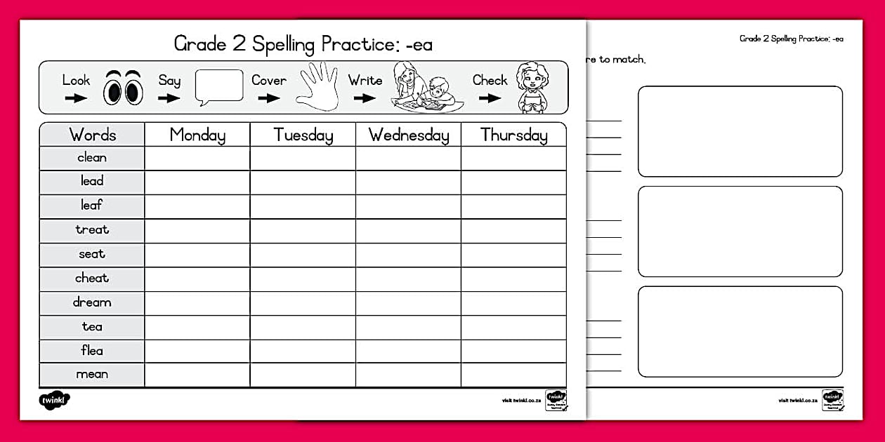 Grade 2 -ea Phonics Spelling Practice Sheets (teacher made)