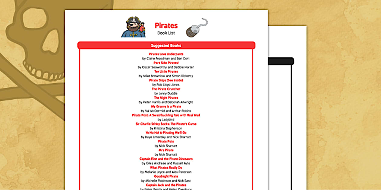 Pirates Book List (teacher made) - Twinkl